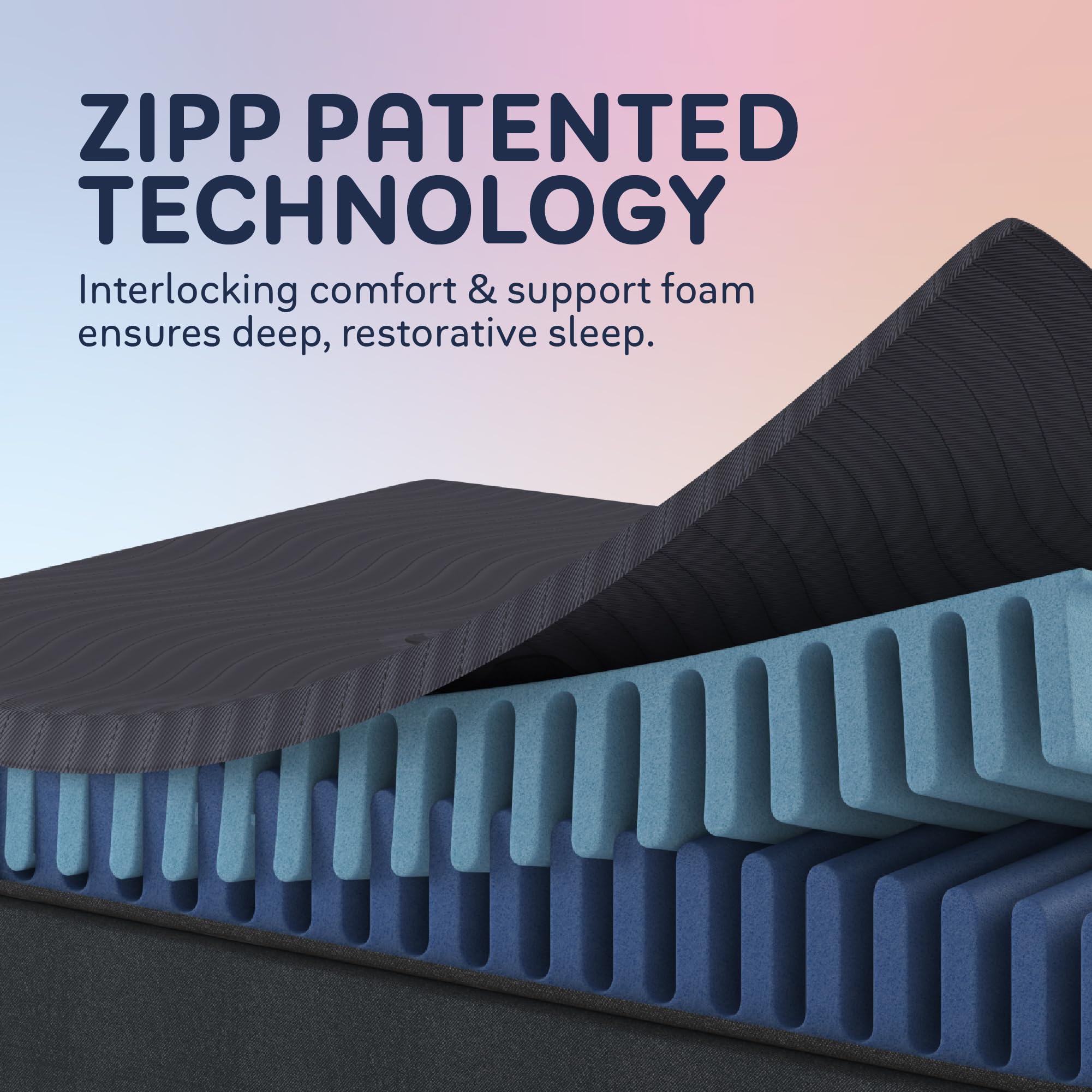 ZIWI Zipp Mattress, New Interlocking Foam Design, All-in-One Comfort, Support & Cooling, Better Than Memory Foam, Chemical-Free Materials, No-Risk 100-Night Trial, 20-Year Warranty, King