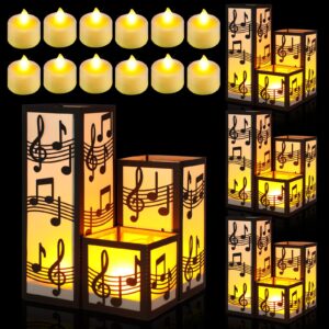 rossesay 12 pcs music centerpieces for table 3 size music note paper lantern boxes table ideas decorations for music room music themed party decorations wedding birthday table decorations