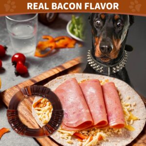 Forfunyou Chew Toys for Aggressive Chewers, Indestructible Dog Toys for Large Dogs, Dog Toys for Medium Large Breed Dogs 1-Pack Bacon Flavored Tough Dog Bones Gift for Dogs（Round