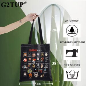 G2TUP Horror Movies Characters Canvas Bag Scary Movies Reusable Tote Bag Halloween Candy Bag (Horror ABC BL TG)