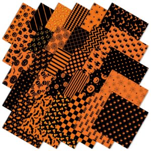 jarthenaamcs 60pcs halloween cotton fabric bundles 10 x 10 inch pumpkin spider ghost fat quarters black orange sewing fabrics for diy craft party decor