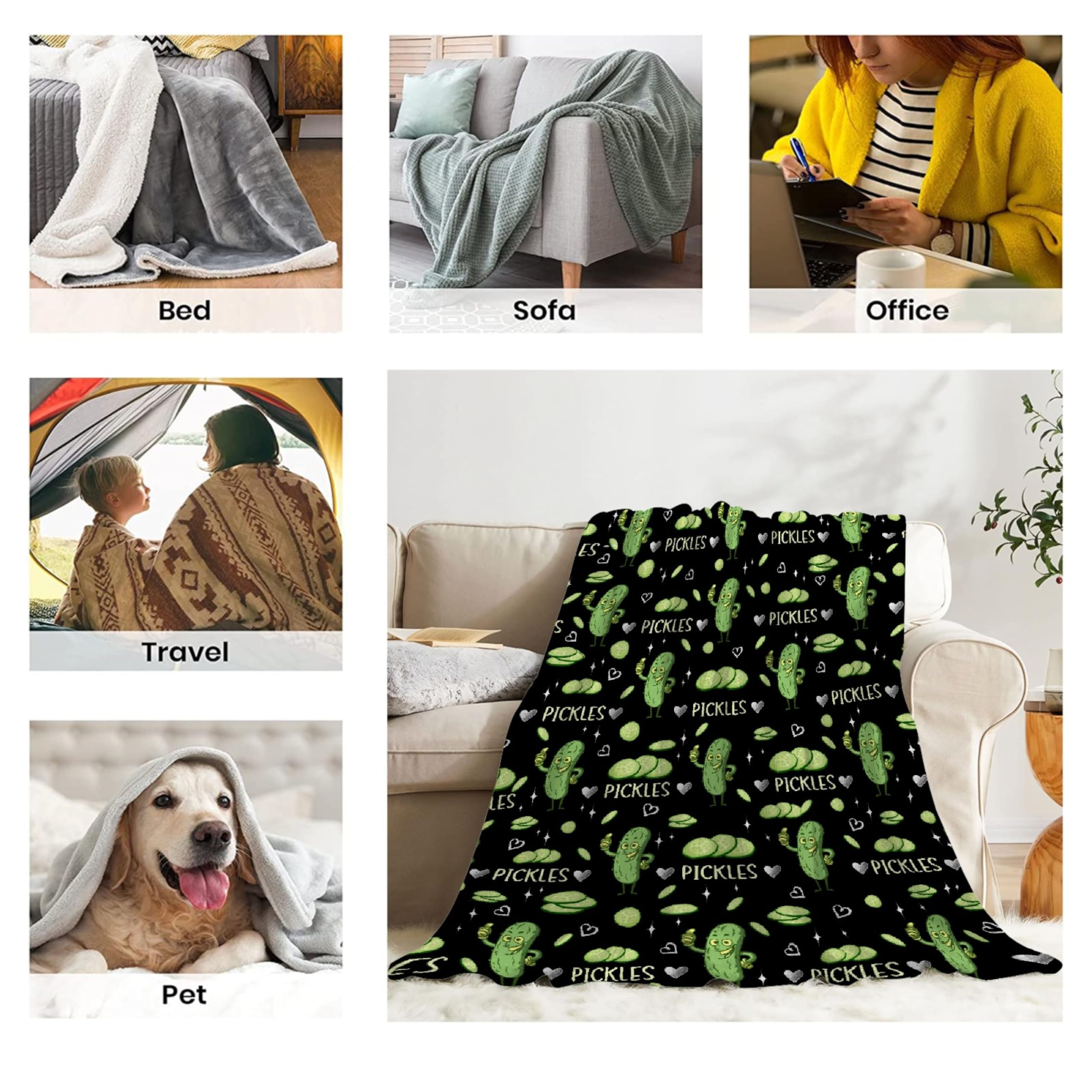 Pickle Blanket for Pickles Lover Funny Pickle Gift for Girl Boys Women Super Soft Flannel Blanket for Sofa Couch Bed Camping Travel - Plush Warm Home Decor for All Seasons, 40"x50"for Kids/Baby