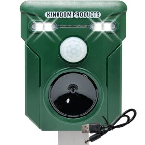 newest fall and winter 2024/5 solar animal repellent motion activated with flashing led lights, usb cable and alarm - raccoon repellent deer dog birds fox rats cat animal repeller ultrasonic outdoor