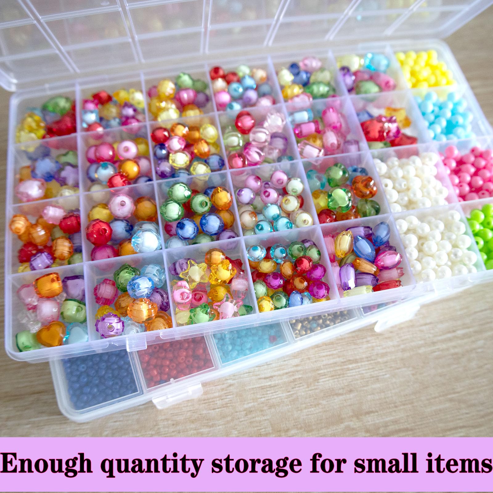 QYING 2Pack 28 Grids Plastic Organizer Box,Clear Beads Organizers Storage Box with Fixed Dividers,Acrylic Organizers Box for Jewelry,Beads,Earrings,and Art DIY Craft