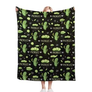 pickle blanket for pickles lover funny pickle gift for girl boys women super soft flannel blanket for sofa couch bed camping travel - plush warm home decor for all seasons, 40"x50"for kids/baby