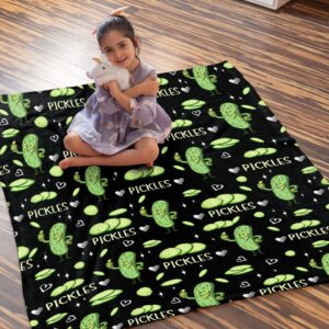 Pickle Blanket for Pickles Lover Funny Pickle Gift for Girl Boys Women Super Soft Flannel Blanket for Sofa Couch Bed Camping Travel - Plush Warm Home Decor for All Seasons, 40"x50"for Kids/Baby