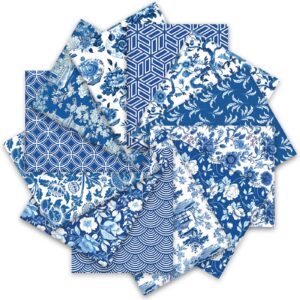 jarthenaamcs 12pcs blue chinoiserie cotton fabric bundles 18 x 22 inch white blue china fat quarters oriental sewing fabrics for diy craft party decor