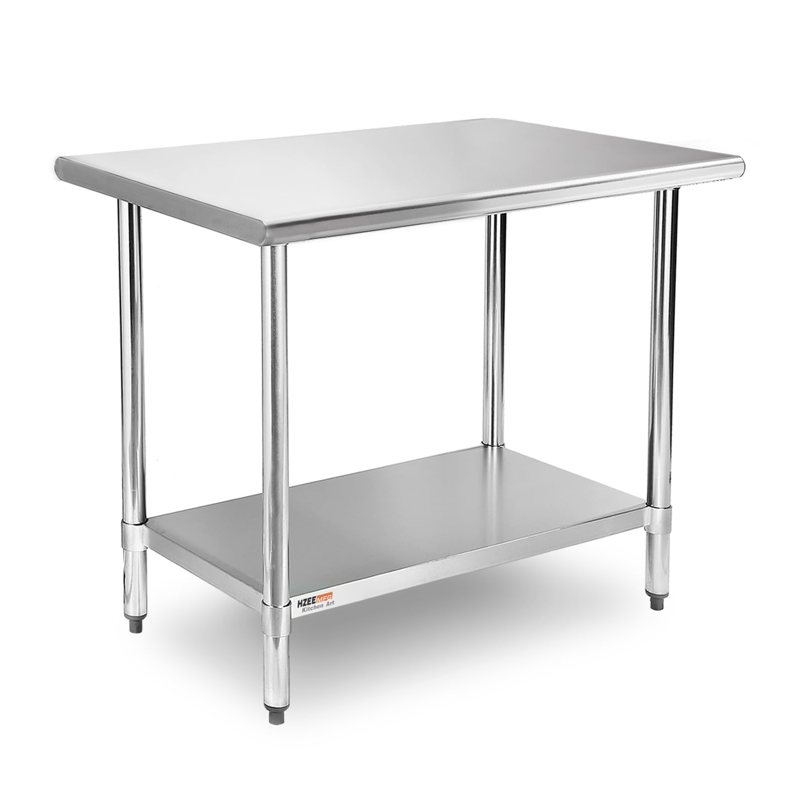 HZEEMFG Stainless Steel Work Table for Prep & Work 24 x 30 Inches, Metal Heavy Duty Commercial Worktable with Undershelf for Restaurant, Home, Hotel, Laundry and Garage