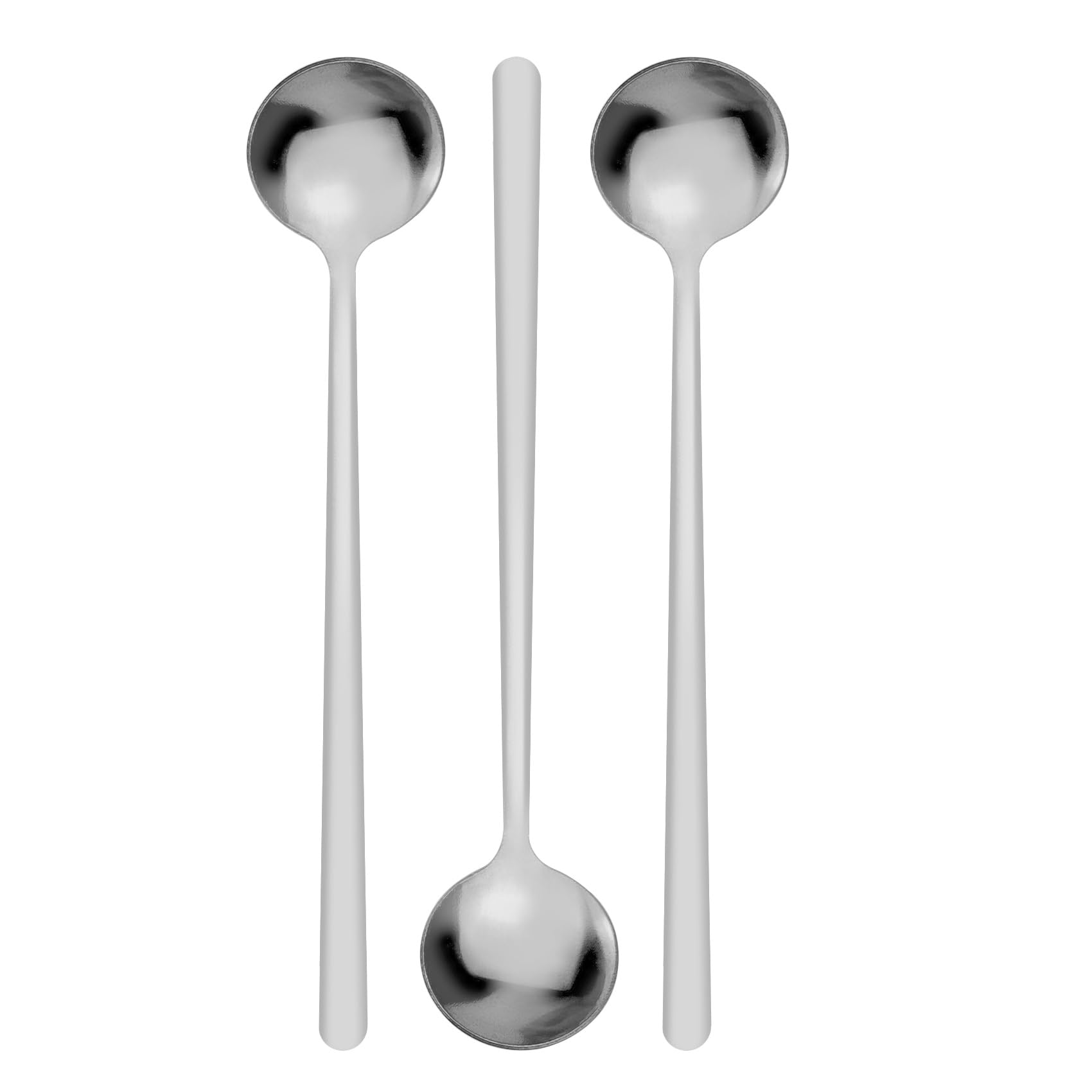 3 Pack Coffee Spoons, Round Dessert Spoons, Stainless Steel Tea Spoons, Soup Spoons, Small Spoons Set for Chocolate, Cake,Ice Cream (3, Silver)