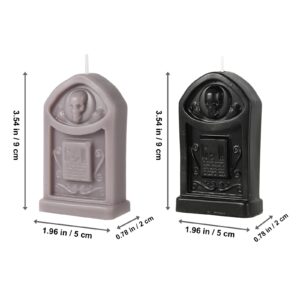 2pcs Tombstone Candles, Gravestone Candle Creepy Tombstone Shaped Candles Halloween Decoration Candles for Home Halloween Party Room Table Decoration