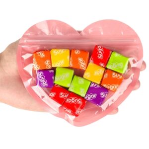 100pcs Small Bags for Small Business, 3.5x5 inch Heart-Shaped Jewelry Bags Clear Mylar Ziplock Baggies Cute Packaging Supplies for Bracelets Sample