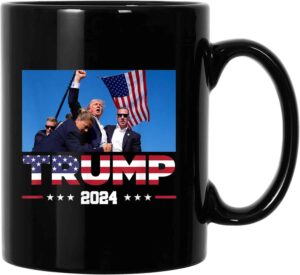 limecute trump survived shot trump 2024 ear bullet-proof pa pennsylvania rally shot shooting survivor fight strong fist pump mug ceramic cup gift coffee cup double-sided design