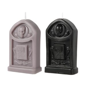 2pcs tombstone candles, gravestone candle creepy tombstone shaped candles halloween decoration candles for home halloween party room table decoration