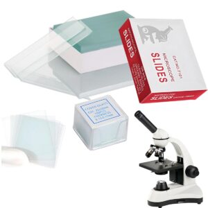 microscope slides and covers – 50 blank glass slides for microscope with 100 coverslips – ground edge glass slides, perfect for microscopy experiments and analysis – compatible with most microscopes