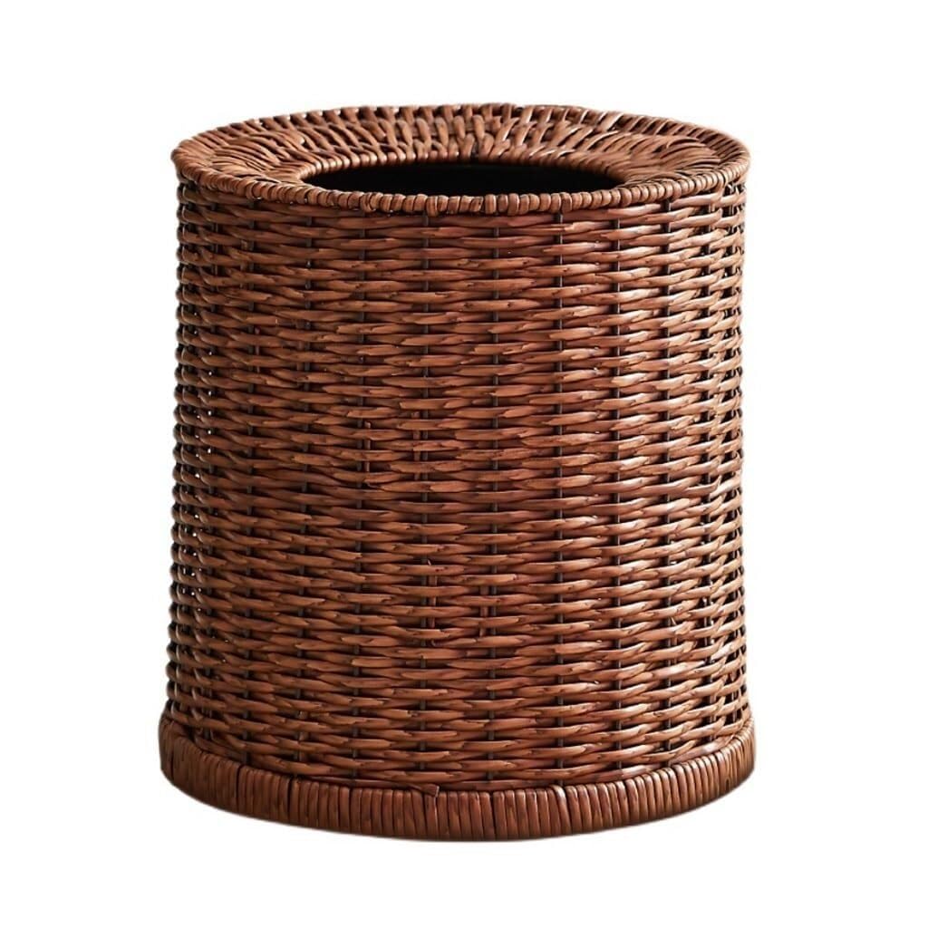 Generic Round Wicker Waste Paper Bin and Basket with Removable Plastic Liner, Drop-in Oval Wicker Waste Basket, Round Organizer Holder for Bathroom, Kitchen, Bedroom, Home, Office (Size : 12L)(8L)