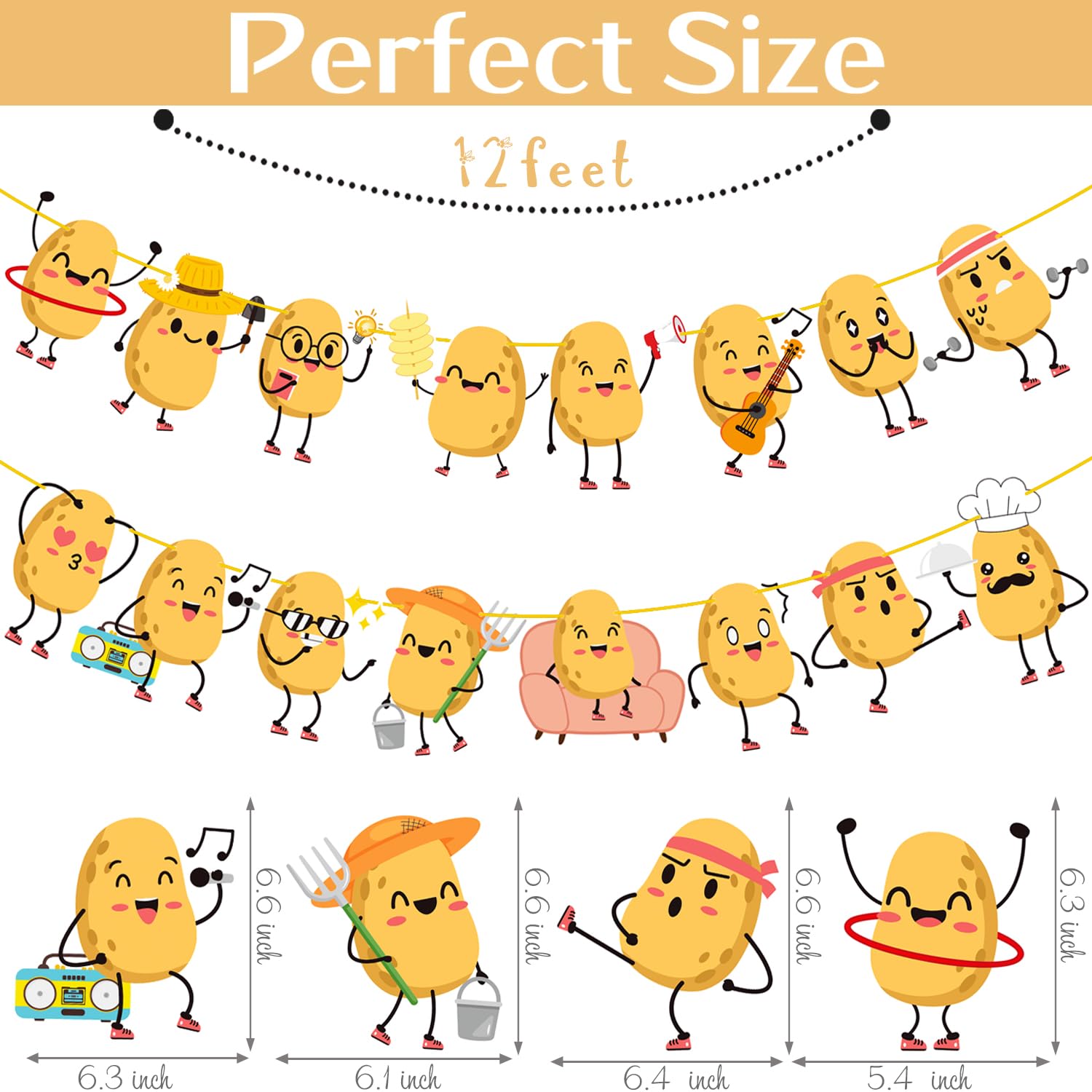 Potato Party Banners Potato Party Decorations 2Pcs Potato Hanging Cutout Banners Potato Birthday Party Supplies for Cartoon Potato Theme Baby Shower Decorations