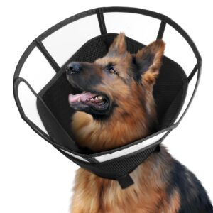 soft dog cone collar for after surgery-breathable pet recovery collar,adjustable elizabethan collar for wound care,suitable for large,medium,and small dogs and cats (black, xl (neck:15.9-20.8in))