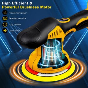 Cordless Car Buffer Polisher Compatible for Dewalt 20V Battery, Polishers and Buffers with 6 Variable Speed Up to 5500RPM, Car Buffer Polisher for Car Detailing/Polishing/Waxing(Battery Not Included)