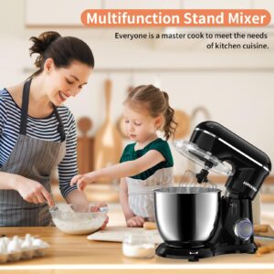 SAMSAIMO 3-IN-1 Electric Stand Mixer, 660W 10-Speed With Pulse Button, Attachments include 6.5QT Bowl, Dough Hook, Beater, Whisk for Most Home Cooks, Onyx Black, 13.7x12.6x8.3, 1533P