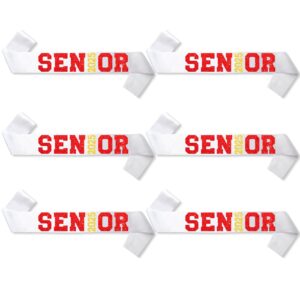 6pcs white senior 2025 satin sashes with red gold glitter letters- 2025 graduation celebrations sashes - senior cheer sash - cheerleader sash - class competition sashes