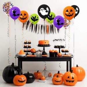 60 PCS Halloween Balloons Halloween Decorations Orange Black Purple Green Confetti Balloons for Halloween Party Decorations Halloween Party Suppiles