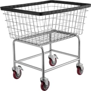 generic wire laundry cart, 2.5 bushel wire laundry basket with wheels, 21x27x27.5 inches, steel frame with chrome finish, 4-inch casters, wire basket cart for laundry