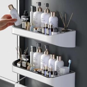 Bathroom Basket Organizer Toilet Tray Tank Topper Perfume Paper Storage Vanity Decorative Above Holder Bathroom White Long Narrow Backside(17.7 x 5.1 x 2 inch)