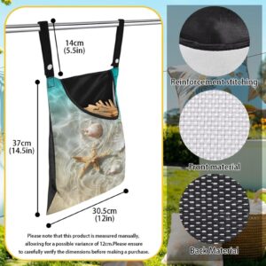 Bivxisrvo Shell Clothespin Bag with Hanging Hook Clothes Pin Bag for Outside Laundry Clothespin Bag for Clothesline Outdoor Outside Wardrobe and Laundry Room