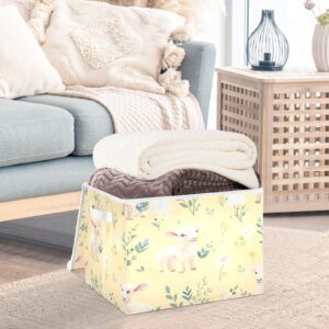 DALAWU Containers Baskets with Lids Cartoon Cute Lamb Fabric Foldable Storage Bins Organizer with Lid Collapsible Storage Boxes for Home Bedroom Closet Office