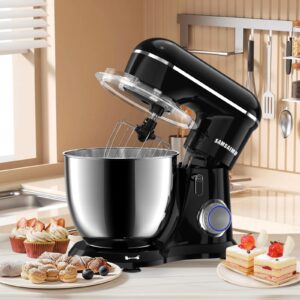 SAMSAIMO 3-IN-1 Electric Stand Mixer, 660W 10-Speed With Pulse Button, Attachments include 6.5QT Bowl, Dough Hook, Beater, Whisk for Most Home Cooks, Onyx Black, 13.7x12.6x8.3, 1533P