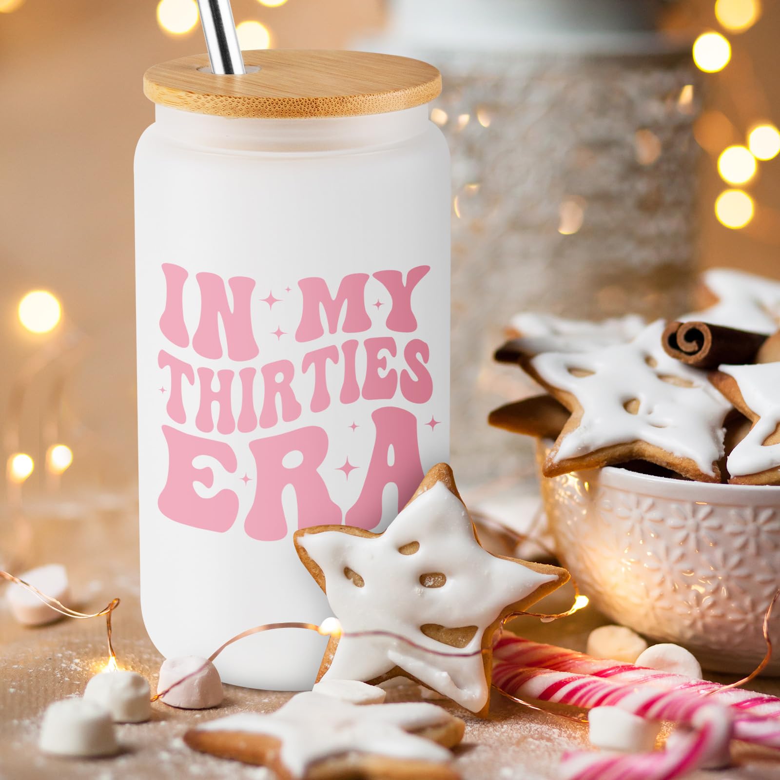 COCOGIFTS 30th Birthday Gifts for Her women - 30th Birthday Decorations for Her - 30 Year Old Gift Ideas for Women - In My Thirties Era - 16 Oz Coffee Glass Cup