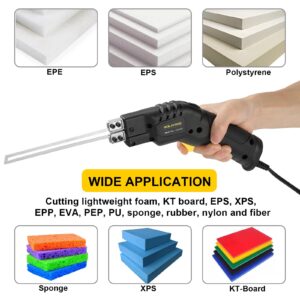 Hot Knife Foam Cutter with 10ft Long Cable, 150W Electric Styrofoam Cutter Tool Kit with 2 Blades for Cutting EPP, EPS, XPS, EVA, EPE, PU, KT Board, Sponge, Nylon