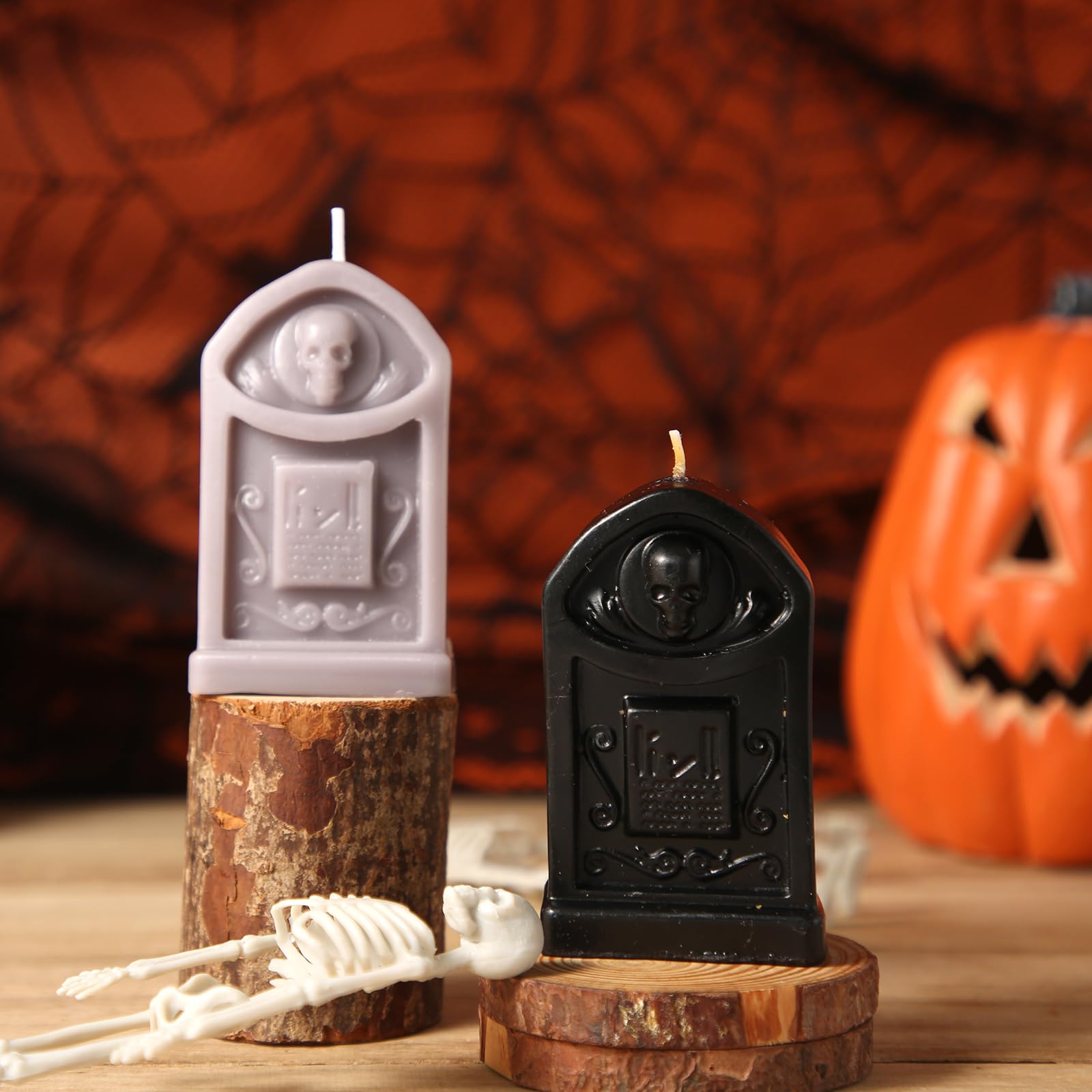 2pcs Tombstone Candles, Gravestone Candle Creepy Tombstone Shaped Candles Halloween Decoration Candles for Home Halloween Party Room Table Decoration