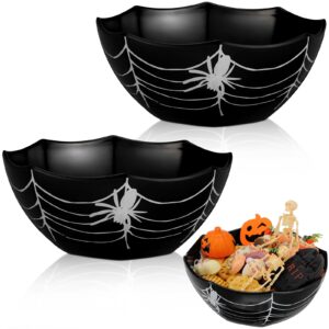 shellwei 2 pcs halloween candy bowls spider web serving bowl black melamine decorative treat bowl for halloween trick or treat kitchenware party supplies