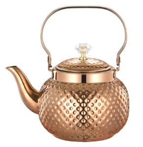 1.3 quart (1.2 l) tea kettle with tea leakage, thick food grade stainless steel teakettle is best for boiling water, brewing tea, and making coffee (rose gold)