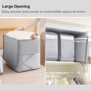 DCWINNES Ultra Space Saving Self Compression Organizer, 2 Pack Compression Storage Bags with Transparent Window,Space Saver Bags for Storing Clothes, Comforters, Blankets, Pillows(Grey,54x42x50cm)