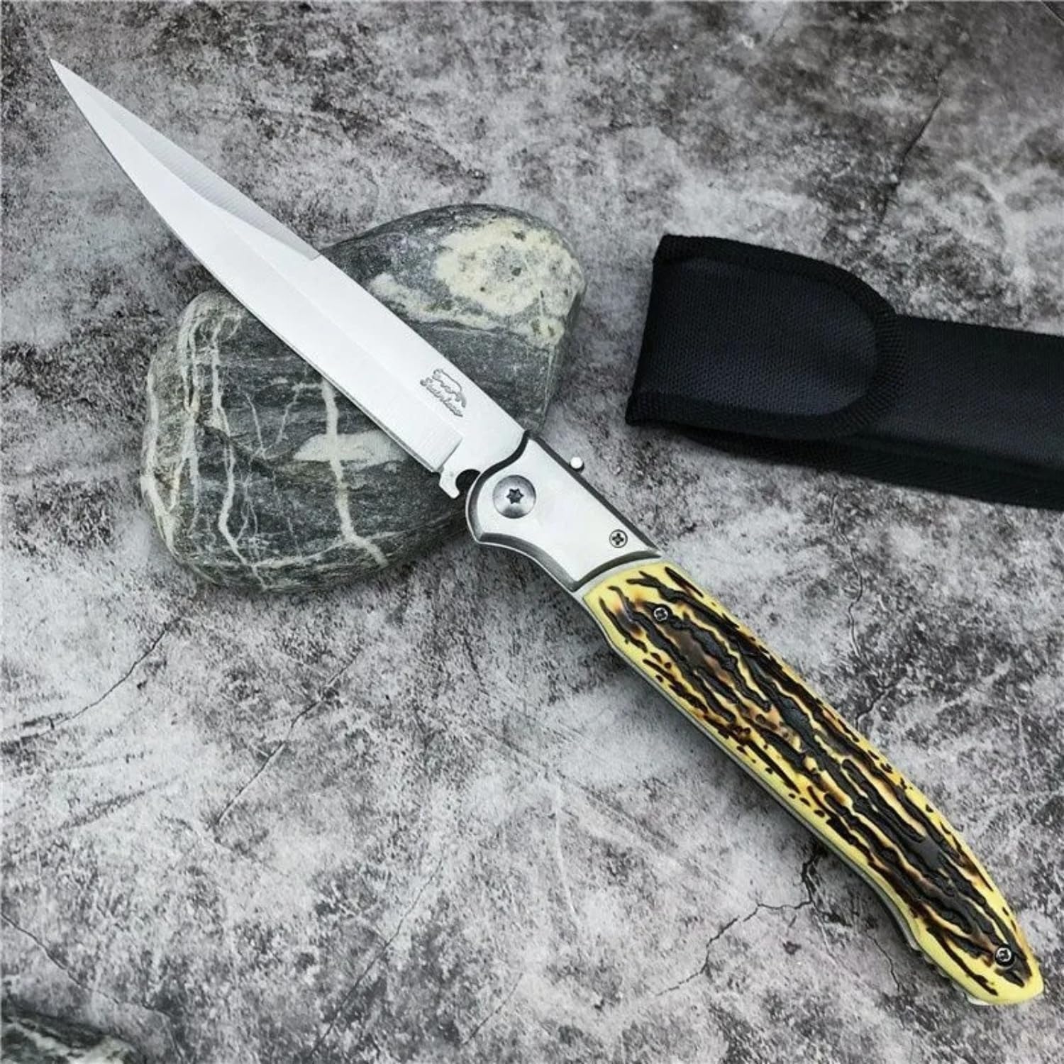 geegift 12" Large Pocket Folding Knife, EDC Knife,Stainless Steel Blade Resin Handle for Camping Hunting Outdoor Men