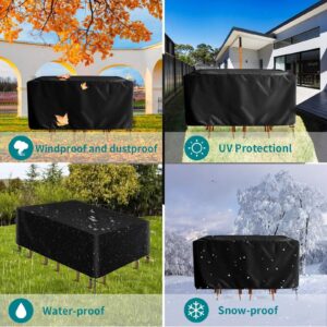 Patio Furniture Covers,Large Outdoor Furniture Cover,112x110x28in/285x280x70cm/LxWxH Outdoor Table and Chair Covers for Winter 420d Outdoor Lawn Patio Furniture Covers with Durable Hem Cord -Black