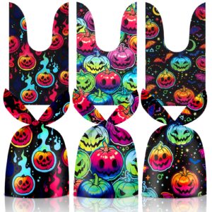 50 pcs halloween goodie bags - happy halloween treat bags, halloween pumpkin plastic gift bag bulk, cute rabbit ear candy goody bags for kids halloween party decorations favors birthday supplies