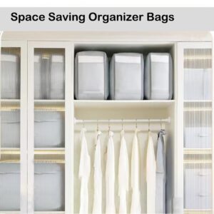 DCWINNES Ultra Space Saving Self Compression Organizer, 2 Pack Compression Storage Bags with Transparent Window,Space Saver Bags for Storing Clothes, Comforters, Blankets, Pillows(Grey,54x42x50cm)