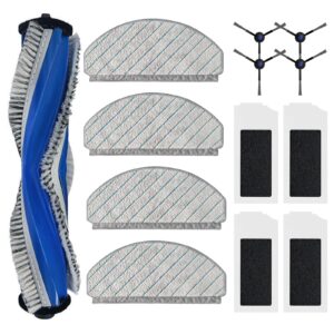 17 pack accessories compatible with yeedi c12 pro plus robot vacuum.1 main brush,4 side brushes,4 filters,4 mop pads