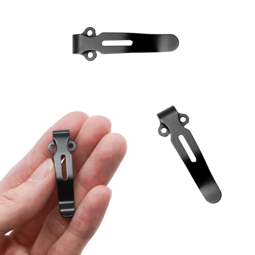 2 Pack Deep Carry Pocket Clips with 4 Pieces Screws, Pocket Knife Clip Compatible with Bug-Out 535，Stainless Steel Knife Pocket Back Clip,Anodized Finish，Replacement for Benchmade Bugout 535 and More