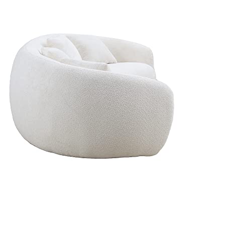 ERYE Modern 5 Seats Curved Sofa Oversized Teddy Fleece Boucle Sofa&Couch, Beautiful Freestanding Half-Moon Sofa Comfy Leisure Couch with 4 Big Pillows for Home Office Apartment Living Room