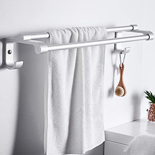 YIONEWIN Bathroom Towel Rack Towel Bar Space Aluminum Towel Rack Double Towel Bar Wall Mounted Towel Shelf Towel Storage Bath Towel Rail for Bathroom Kitchen Towel Holder Towel Rail(60cm)