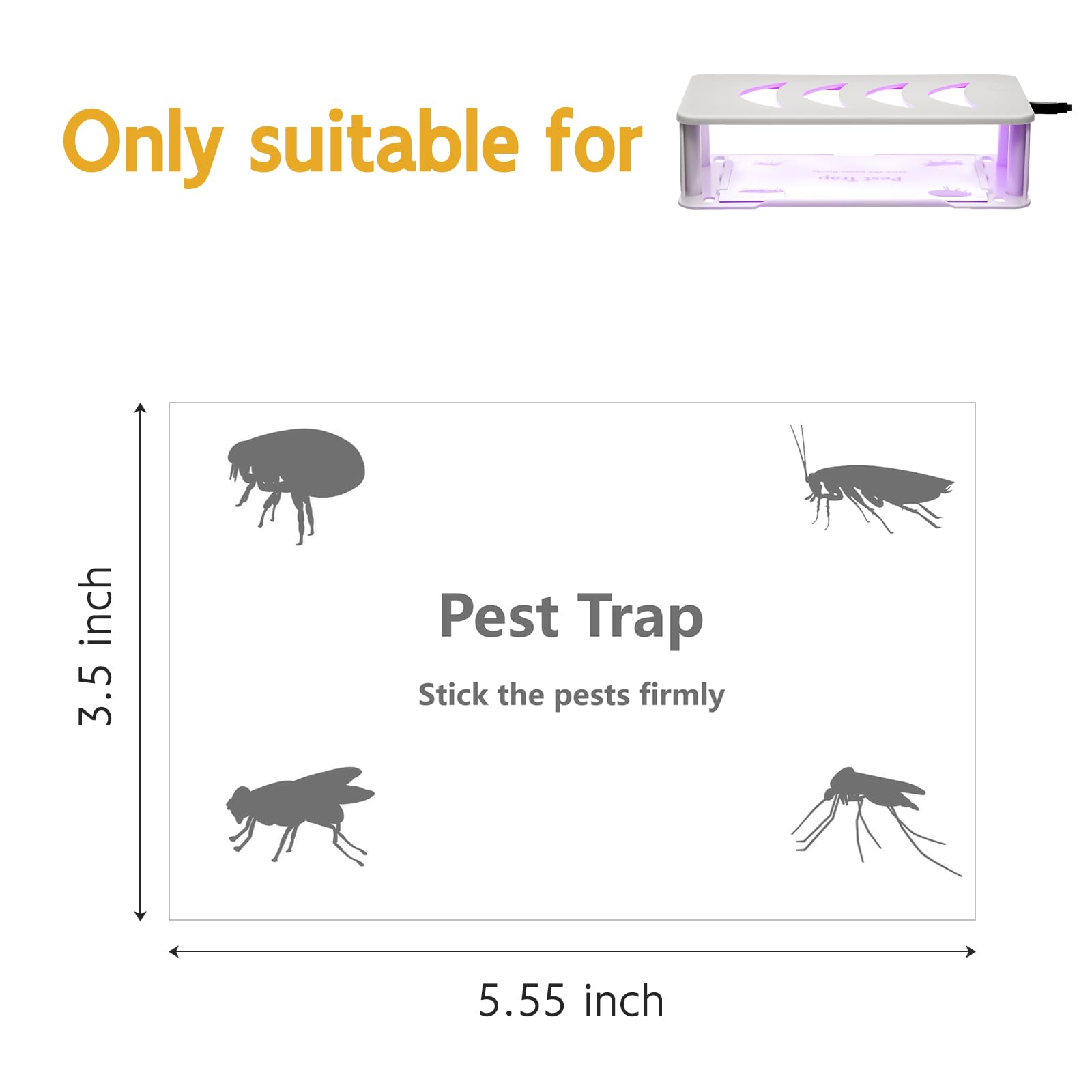 20 Pcs Flea Trap Refill Replacement Glue Boards for Flea Traps for Inside Your Home, Sticky Pads for Fleas, Bugs, Flies, Mosquitos, Safe for Human and Pets