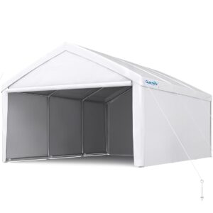 quictent 13’x20’ heavy duty carport car canopy galvanized car boat shelter with removable sidewalls, reinforced top poles and ground bar-white