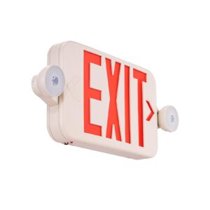 VEVOR LED Emergency Exit Sign, Dual Adjustable LED Heads, Battery-Backed Fire Exit Lighting, Red Letter Combo, Commercial Grade