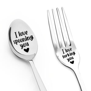 i love forking sponning you fork and spoon set girlfriend boyfriend christmas gifts for wife husband anniversary birthday gift for fiance fiancee engagement wedding gifts for him her i love you gift