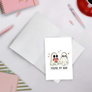 SuperShunhu Cute Halloween Card for Him Her, Romantic Anniversary Card for Partner, Ghost Pun Birthday Card for Boyfriend Girlfriend, Sweet Valentine's Day Card for Husband Wife