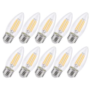 kinur e26 candelabra led light bulbs 4 watt (40 watt equivalent) led chandelier light bulbs 2700k warm white chandelier decorative candle light bulb ceiling fan bulb non-dimmable 10pack